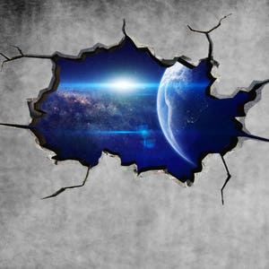 EARTH SPACE STICKER, Nasa Wall Decal, Galaxy View Sticker, Planet Wall ...