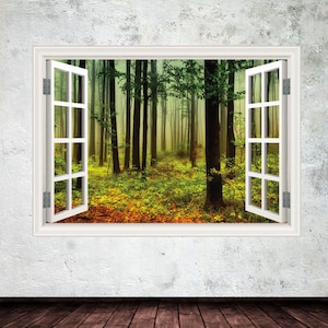 Woodland Wall Decal, Trees Wall Stickers, Nature-inspired Window Decal ...