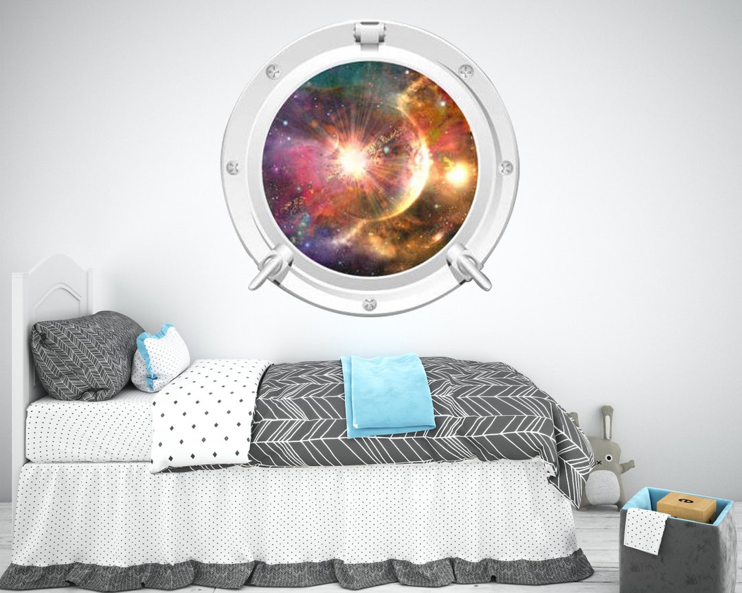 Space Theme Decor, Planet View Vinyl, Cosmic Room Accent, Celestial ...
