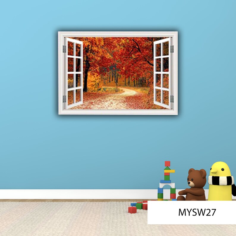 AUTUMN WALL DECAL Tree Window Frame Sticker Vinyl Wall | Etsy