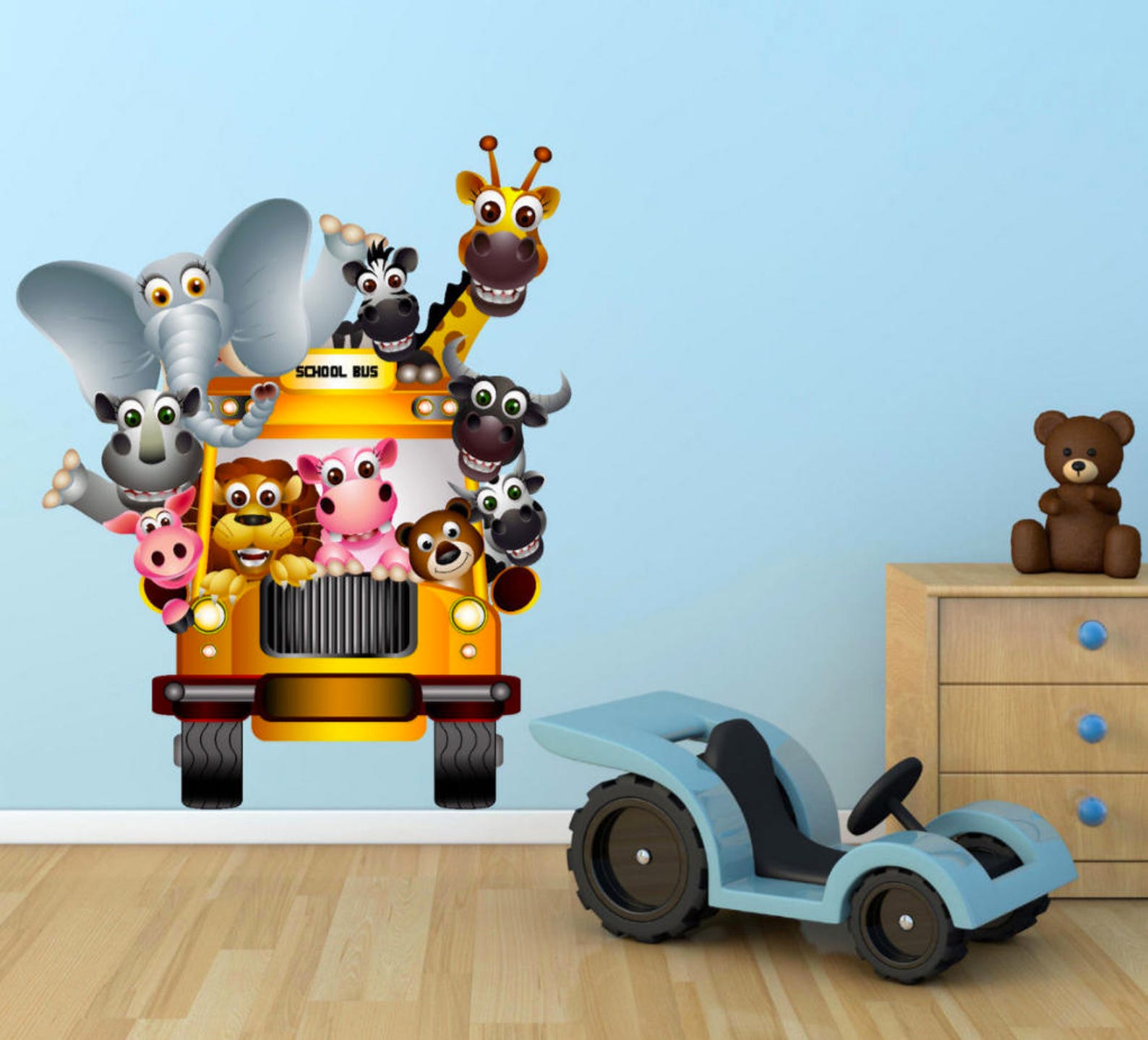 WILD CARTOON DECAL Zoo Animals Bus Art Graphic Wall Decals - Etsy