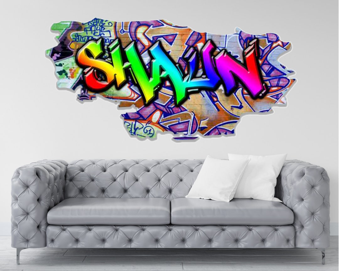 Custom Graffiti Name Wall Decal: Personalized Art for Kids - Etsy