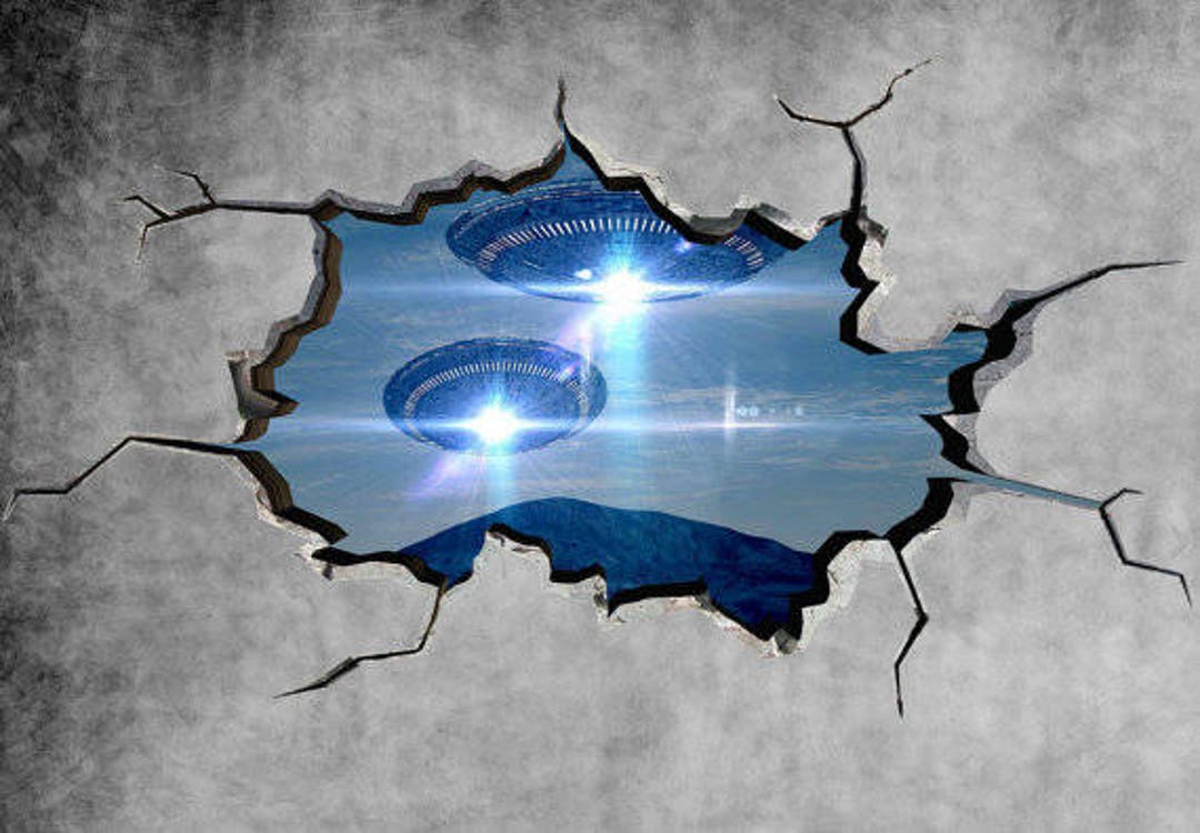 Galactic Earth Space Wall Decal With Planets and UFO - Large Vinyl ...