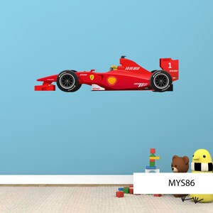 RACING CAR DECALS - Custom Car Sticker – Kids Room Wall Decal - Red Car ...