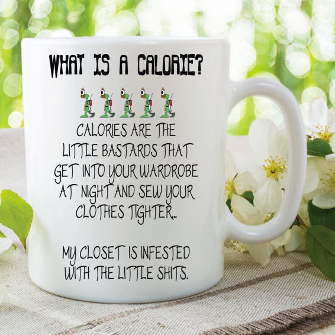 NOVELTY CALORIES MUG, Custom Print Mug, Funny Joke Mug, White Ceramic ...