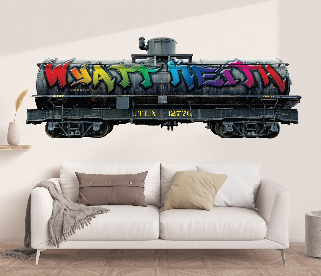 Custom Railroad Car Graffiti Wall Art - Personalized Name Wallpaper ...