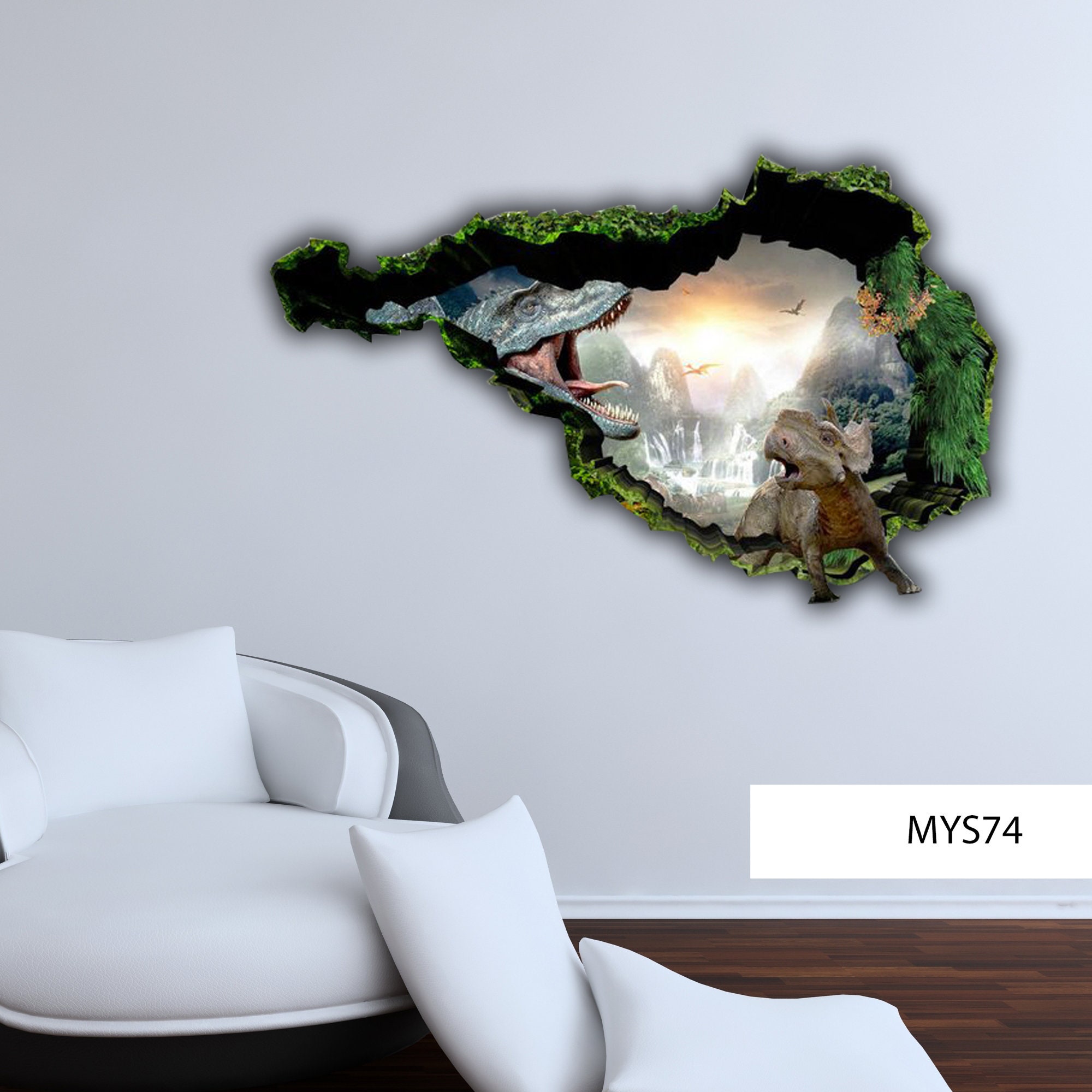 T-rex Dinosaur Wall Decal Kids 3D Wall Mural Dinosaur Wall - Etsy
