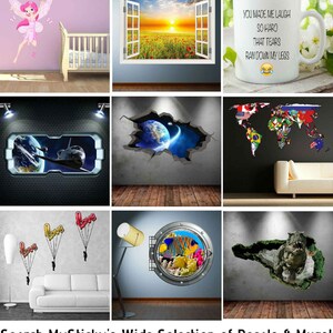 WINDOW FRAME MURAL Rainbow Clouds Mural Open Window Decals Office Wall ...