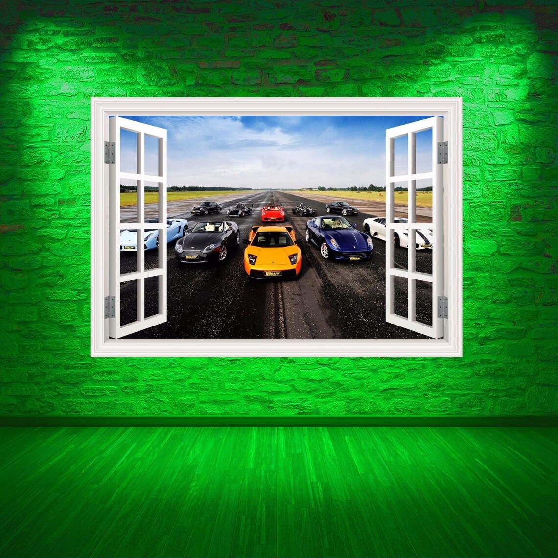 WINDOW WALL DECAL Race Car Decals Boys Wall Mural Handmade - Etsy