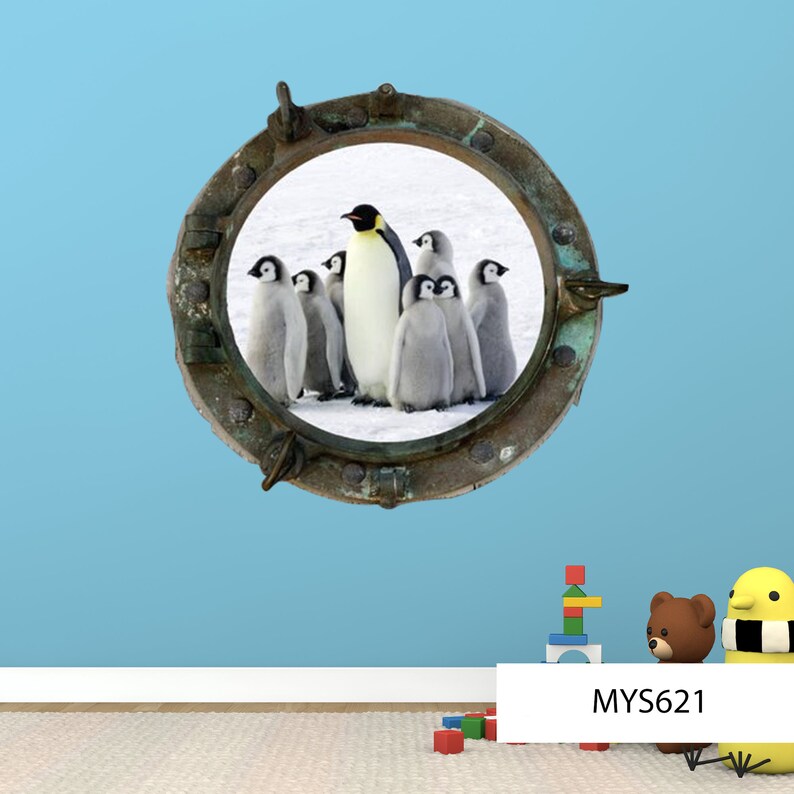 PENGUIN WALL DECAL Porthole Wall Decal Wild Animal Sticker - Etsy
