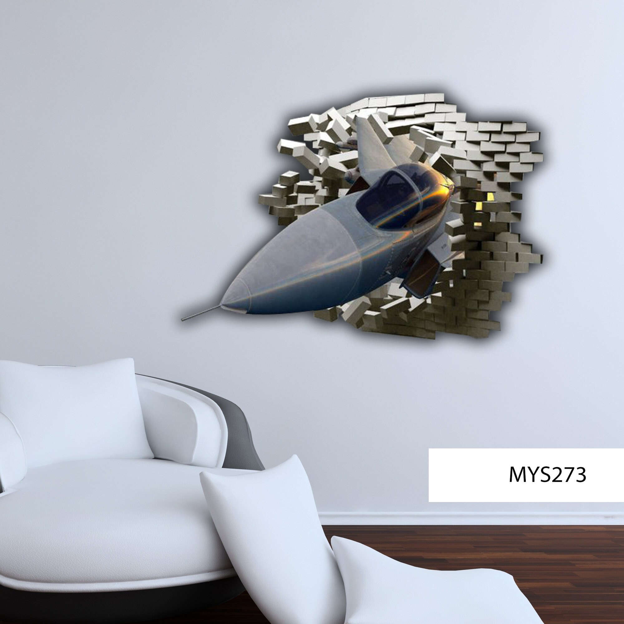 FIGHTER JET STICKER Fighter Jet Sticker Cracked Wall Decal | Etsy