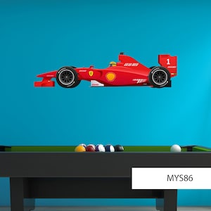 RACING CAR DECALS - Custom Car Sticker – Kids Room Wall Decal - Red Car ...