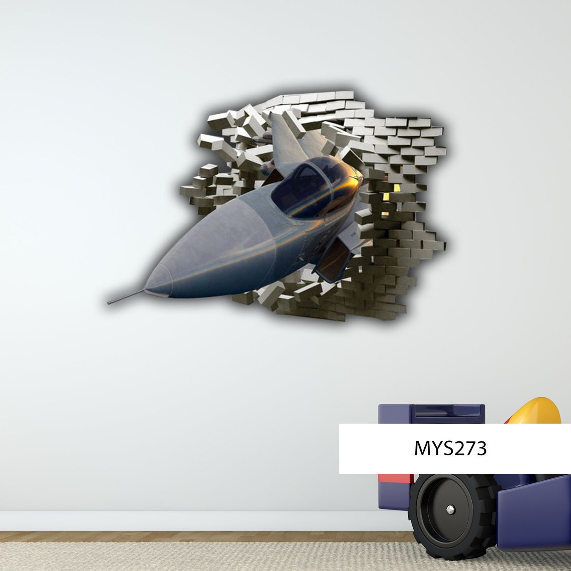 FIGHTER JET STICKER Fighter Jet Sticker Cracked Wall Decal | Etsy