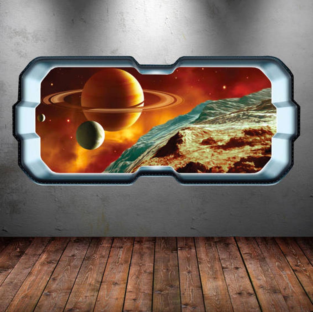 SOLAR SYSTEM DECAL, Moon Wall Sticker, Deep Space Mural, Planet Window ...