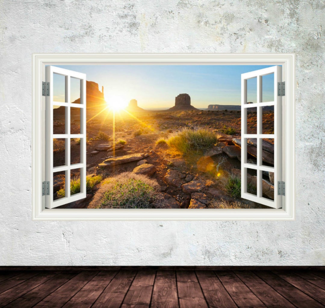 DESERT WALL MURAL, Window Wall Decal, Sun Wall Decal, Vinyl Wall Mural ...