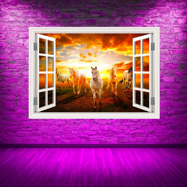 HORSE WINDOW DECAL Clouds Wall Decal Running Horse Decal | Etsy