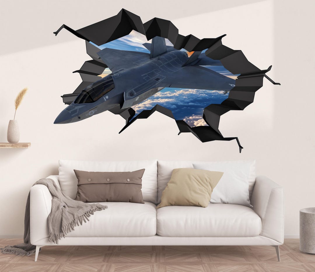 F-35 Fighter Jet 3D Wall Decal: Realistic Vinyl Airplane Sticker - Etsy