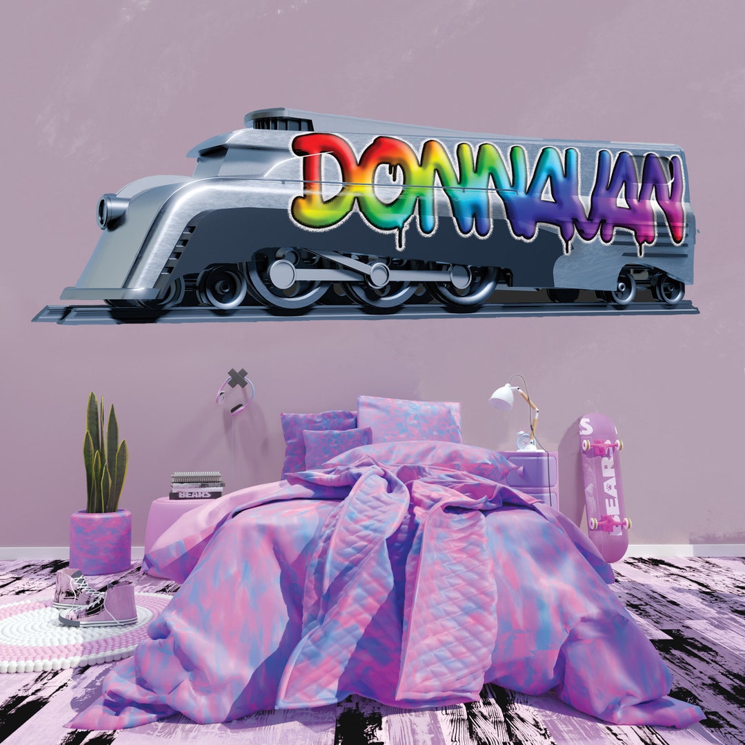 Customizable Locomotive Graffiti Wall Decal: Personalized Train Mural ...