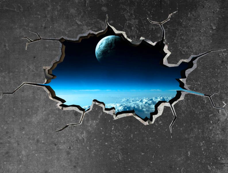 SPACE WALL DECAL Earth Vinyl Sticker Galaxy Illustration - Etsy