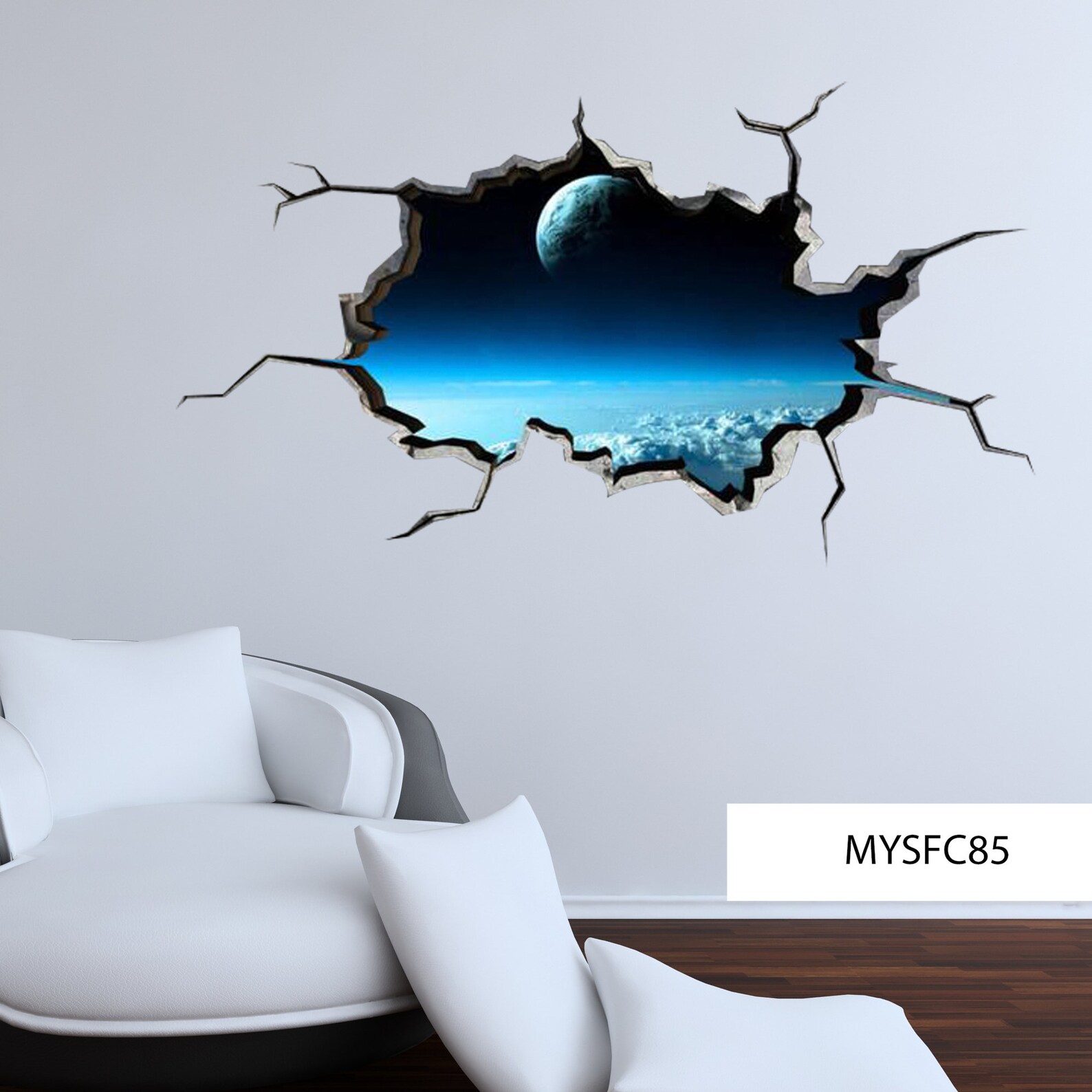 SPACE WALL DECAL Earth Vinyl Sticker Galaxy Illustration - Etsy
