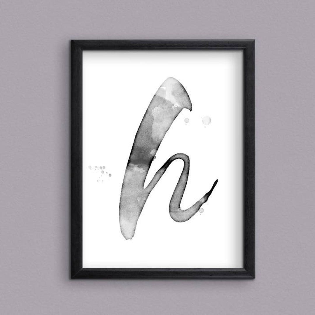 Initial Letter H Digital Art Print for Instant Download - Monogram A ...