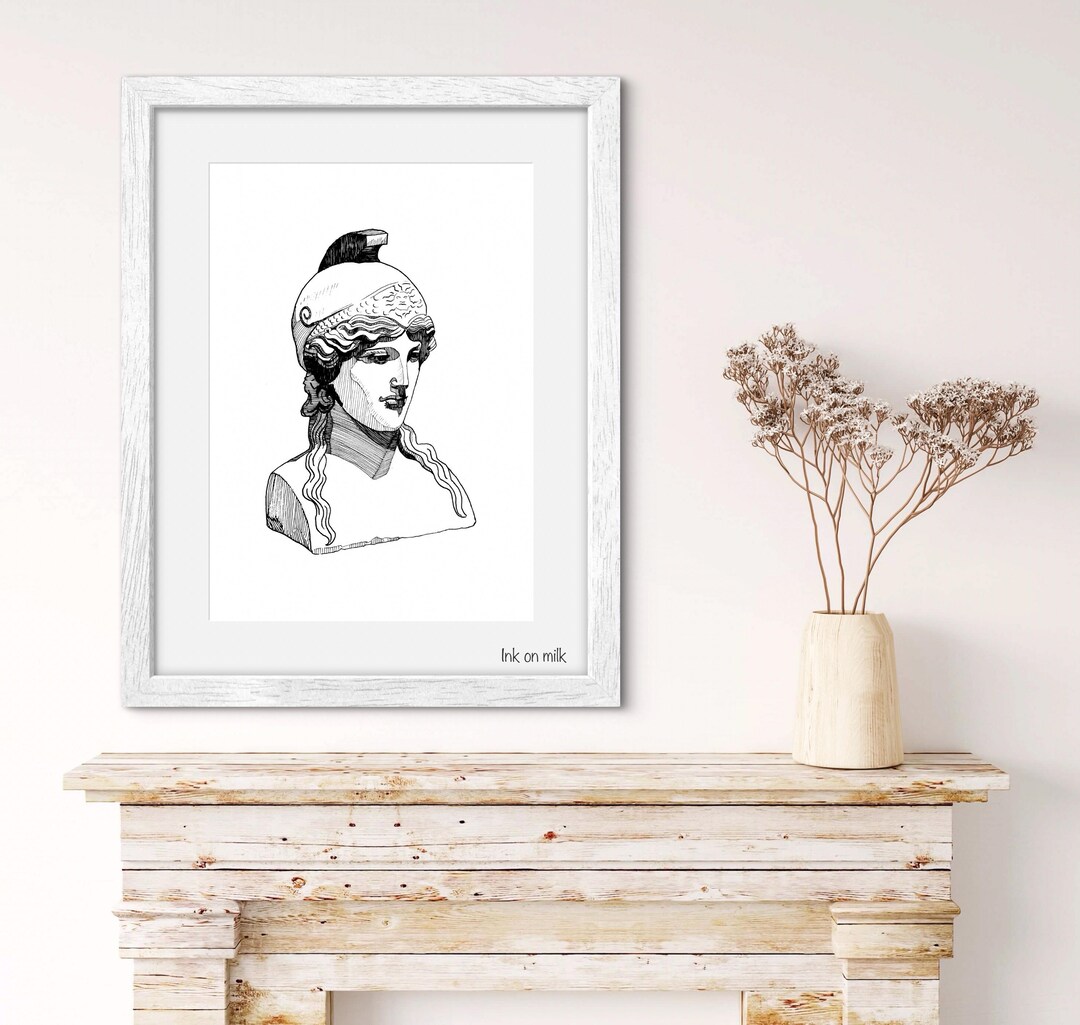 Digital Download: Athena Head Sketch | Greek Goddess Art Print ...