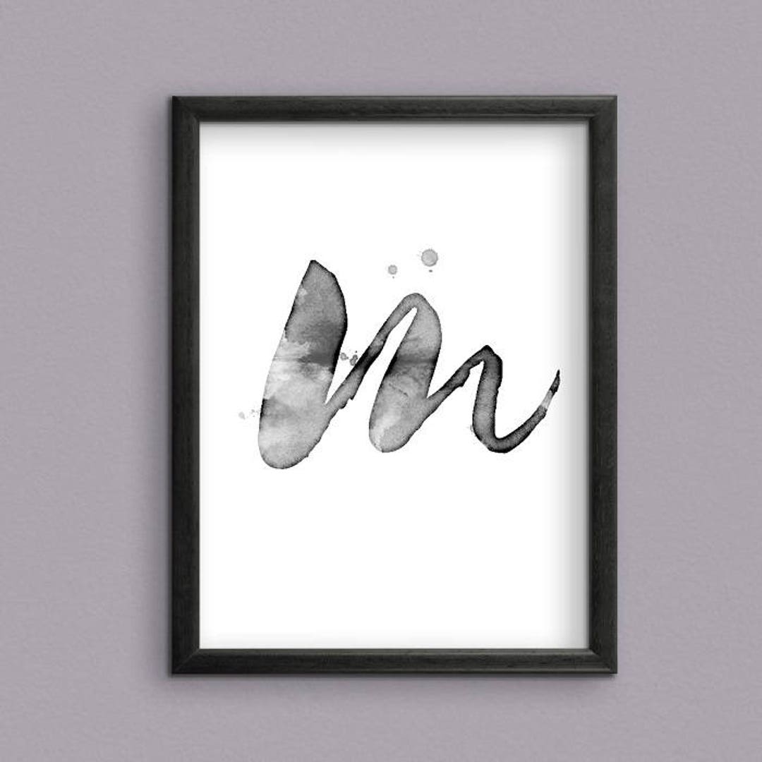 Initial Letter M Digital Art Print for Instant Download Monogram M ...