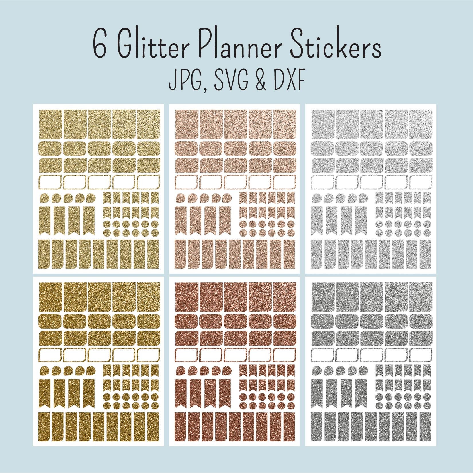 Planner sticker templates svg png dxf ai files includes white overlay ...
