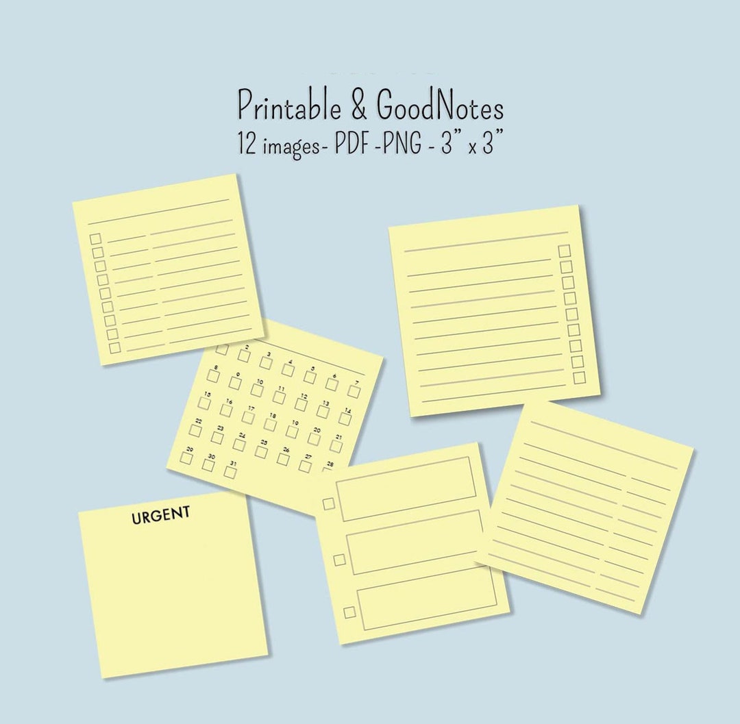 12 Memo Notes 3" X 3" Size Printable and Digital Goodnotes Notability ...