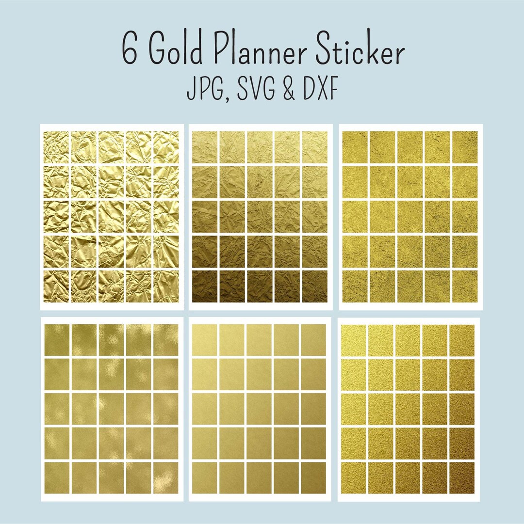 6 Gold Foil Planner Sticker Sheets Jpg Svg Png Dxf Ai Files - Etsy