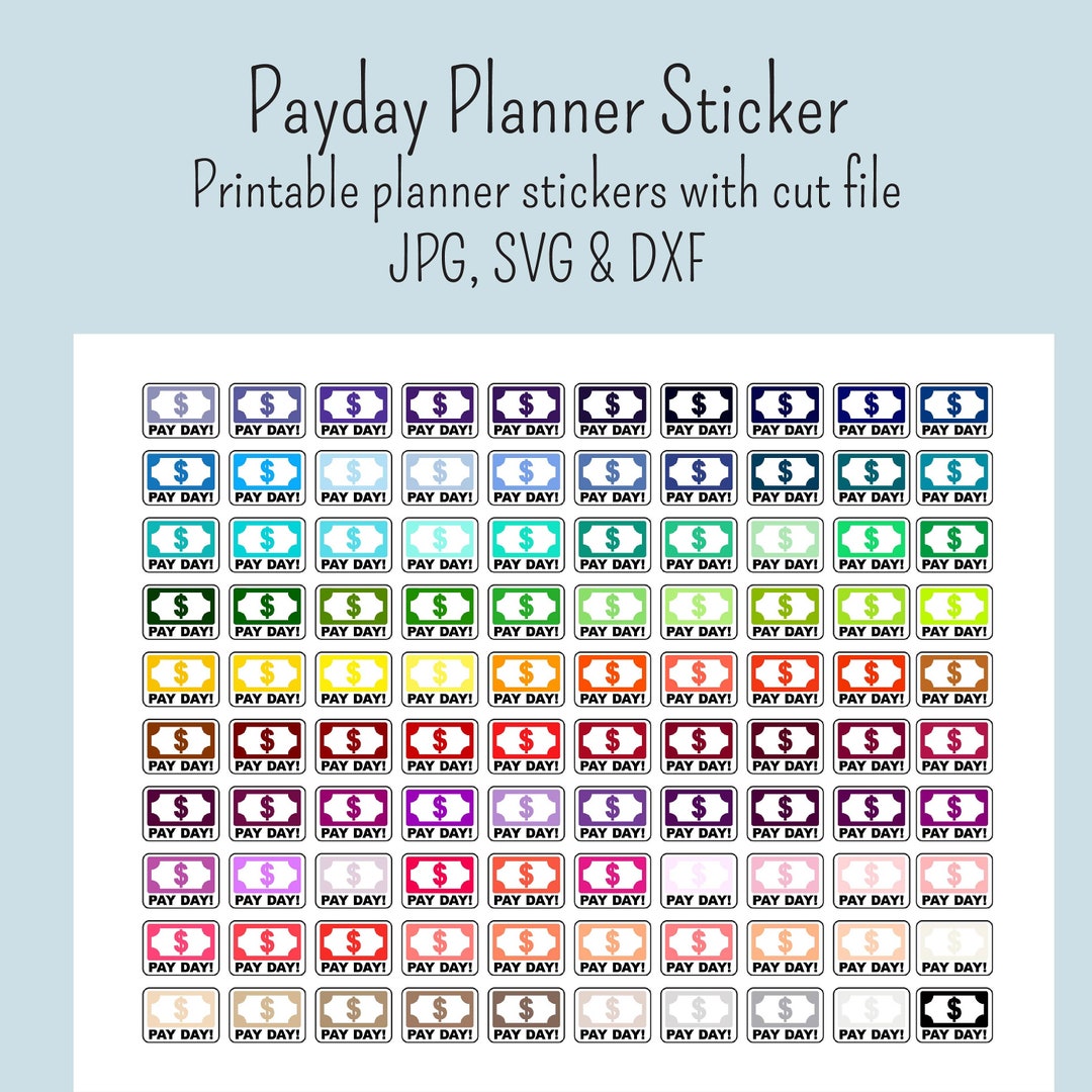 Rainbow Payday Printable Planner Stickers Jpg Dxf Svg - Etsy