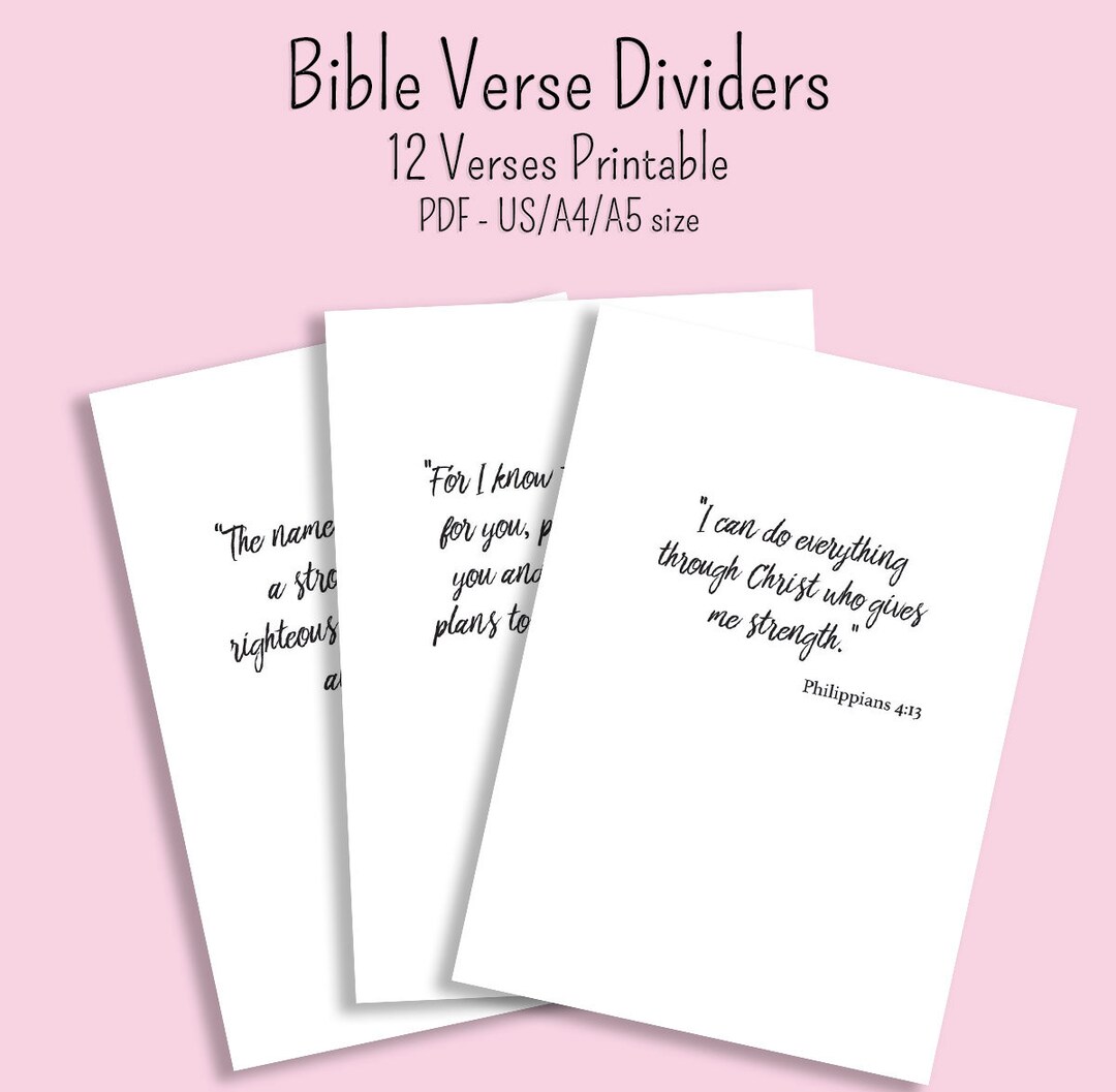 Bible Verse Dividers US Letter and A4 and A5 Size Printable and Digital ...
