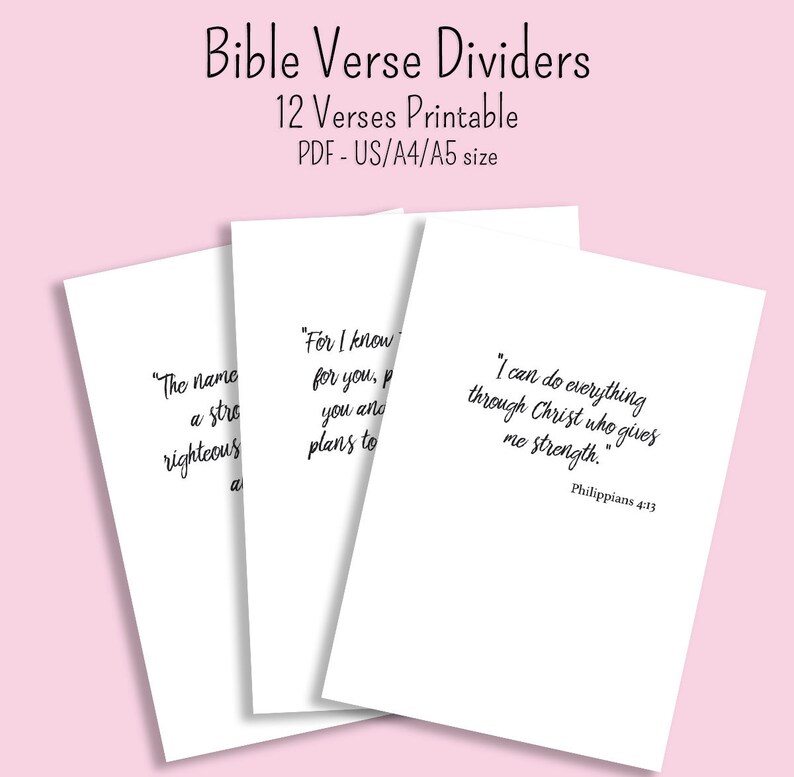 Bible Verse Dividers US Letter and A4 and A5 Size Printable - Etsy