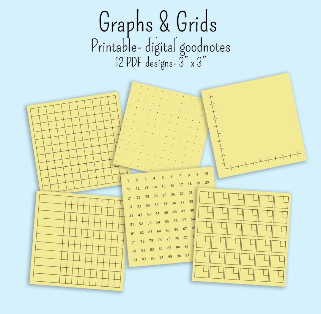 12 Graphs and Grids Memo Notes 3" X 3" Size Printable and Digital ...