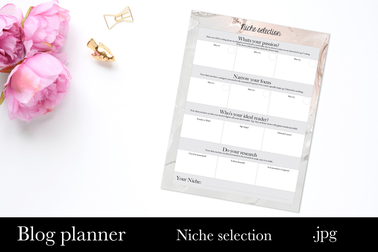 Blog Niche Selection Printable Worksheets US Letter Size | Etsy