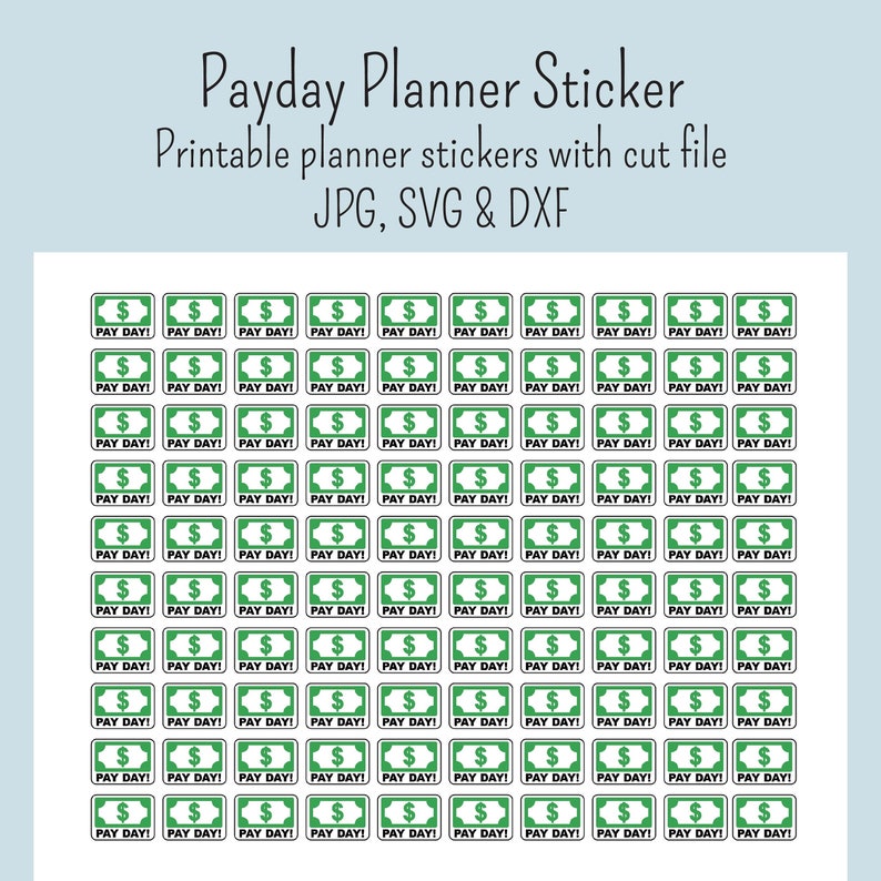 Payday Printable planner stickers jpg dxf svg | Etsy