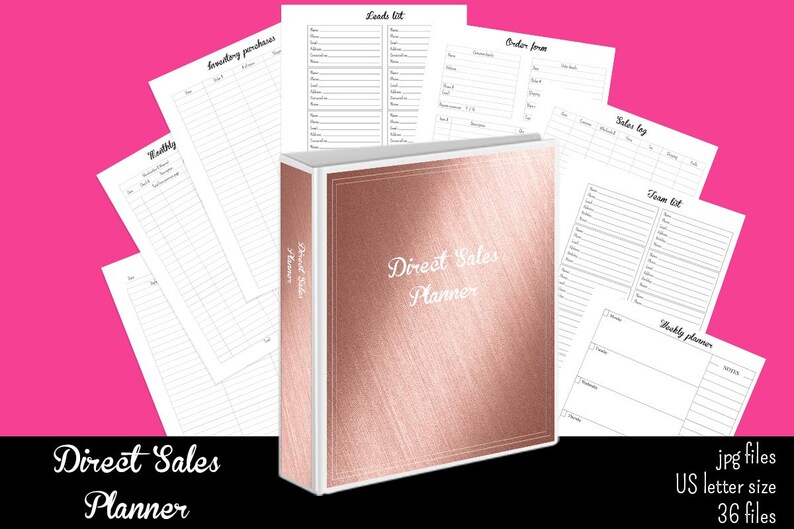 Direct Sales Planner 36 Printable Files Binder Cover and Spine US ...