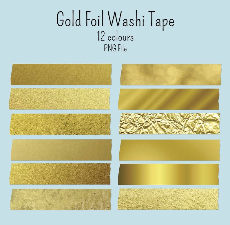 12 Gold Foil Digital Stickers Washi Tape Digital Goodnotes - Etsy