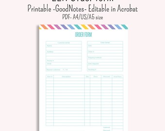Order Form Invoice Goodnotes Notability Digibujo Pdf A4 and A5 | Etsy