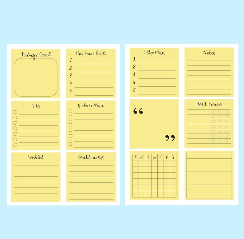 12 Goal Setting Memo Notes 3 X 3 Size Printable - Etsy
