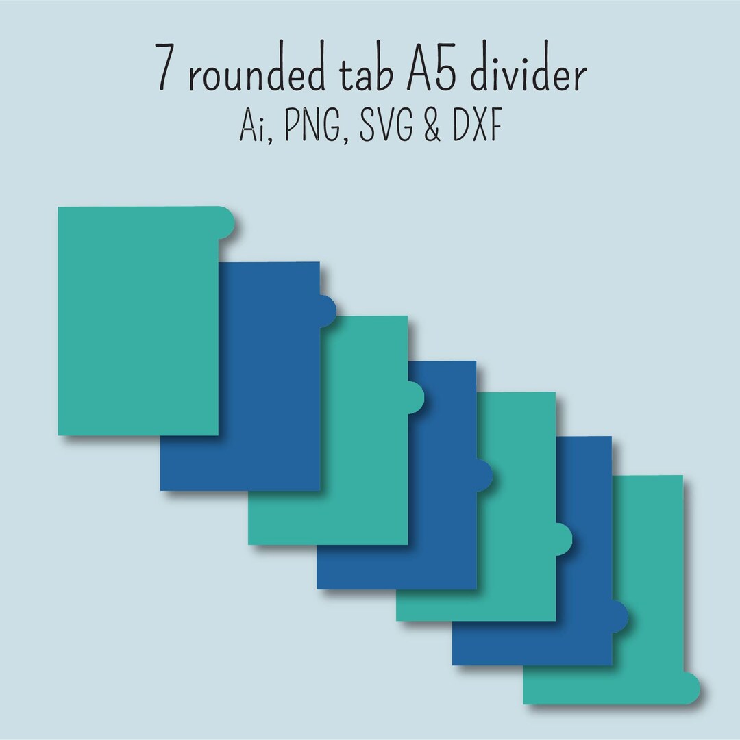 7 Rounded Tab A5 Divider Template Png Dxf Svg Cut Files - Etsy