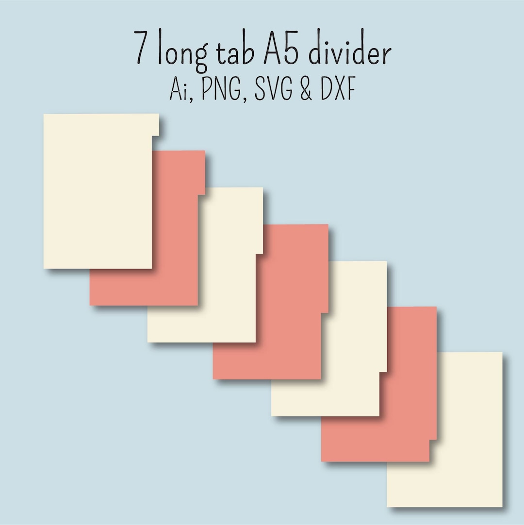 7 Long Tab A5 Divider Template Png Dxf Svg Cut Files - Etsy