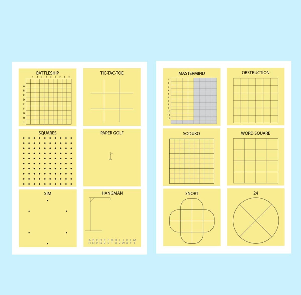 12 Games Memo Notes 3 X 3 Size Printable and - Etsy