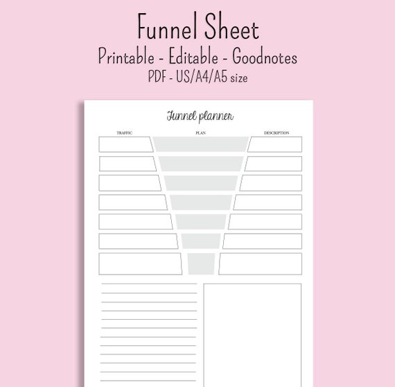 Blog Funnel Planner Printable Worksheet US Letter A4 and A5 - Etsy
