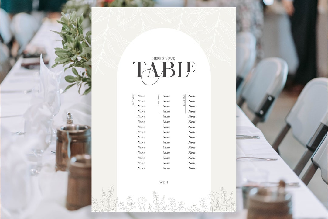 Sage Wedding Seating Plan Sign, Customisable Template Welcome Sign ...