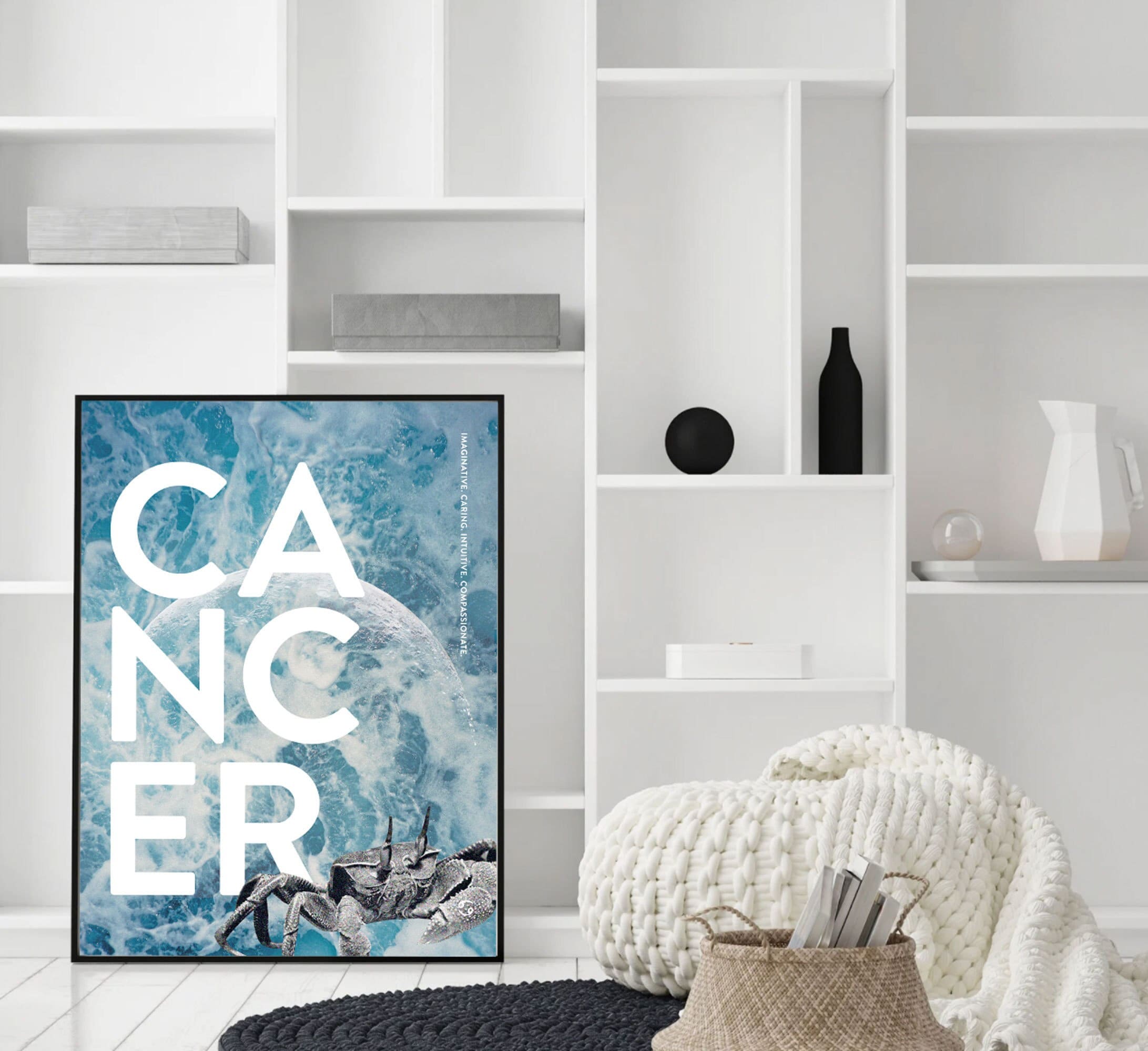 Cancer Birthday, Digital Star Sign Print, Astrology Poster, Zodiac Art ...