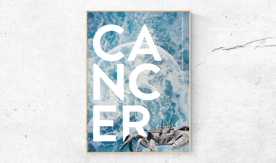 Cancer Birthday, Star Sign Print, Astrology Poster, Zodiac Art, Cancer ...