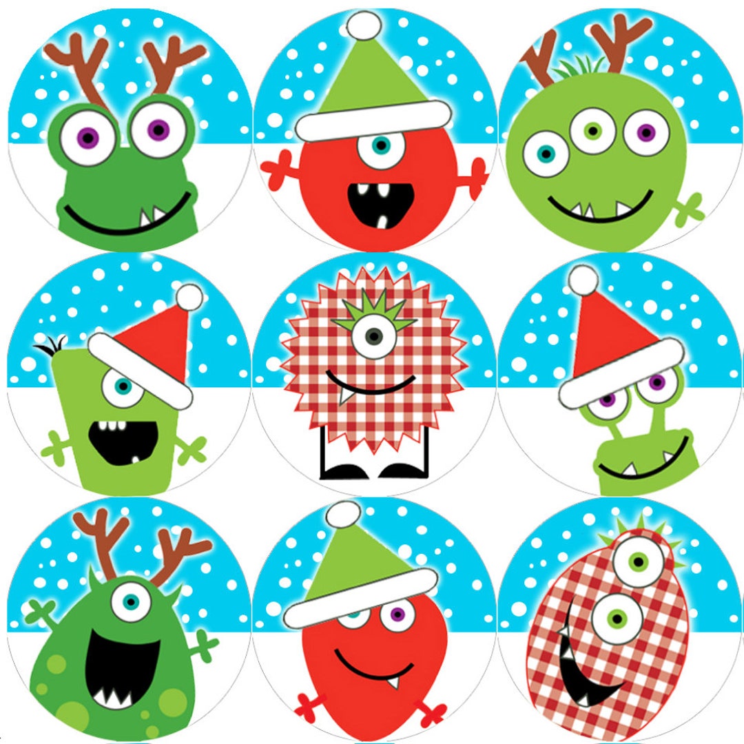 144 Christmas Monsters 30mm Children's Reward Stickers for Teachers ...