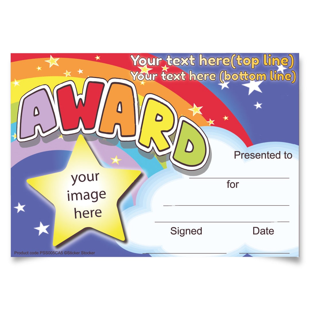 Personalised Rainbow Award Certificates for School Teachers, 250gsm A5 ...