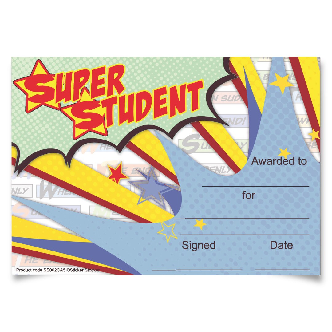 30 Super Student Award Certificates for School Teachers, 250gsm A5 Silk ...